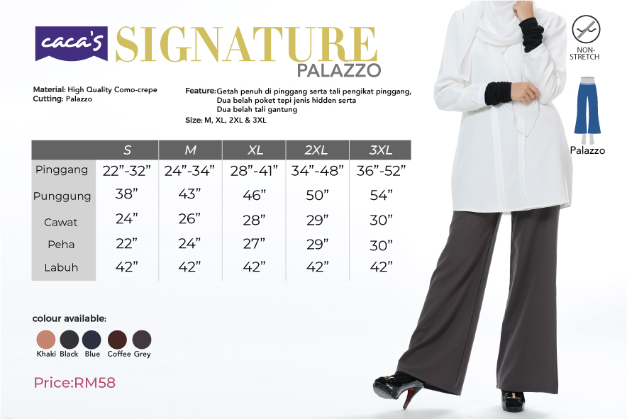 Signature Palazzo ( Blue ) – Caca's | STRETCHABLE Hingga Tersenyum Selesa
